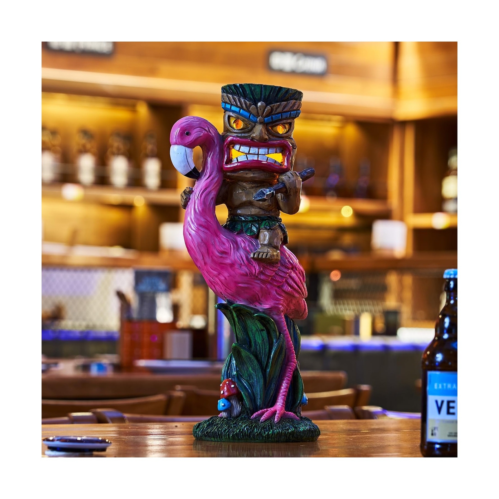 Solar Tiki Statue-Outdoor Statues-Tiki Bar Decor - Solar Powered Garden ...
