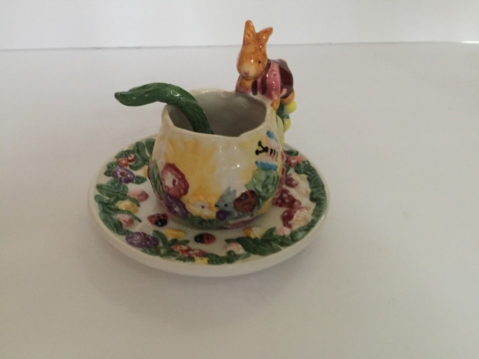 Merc Asia 1999 Bunny Rabbit Garden Party Sugar Creamer Cup Saucer Spoon ...