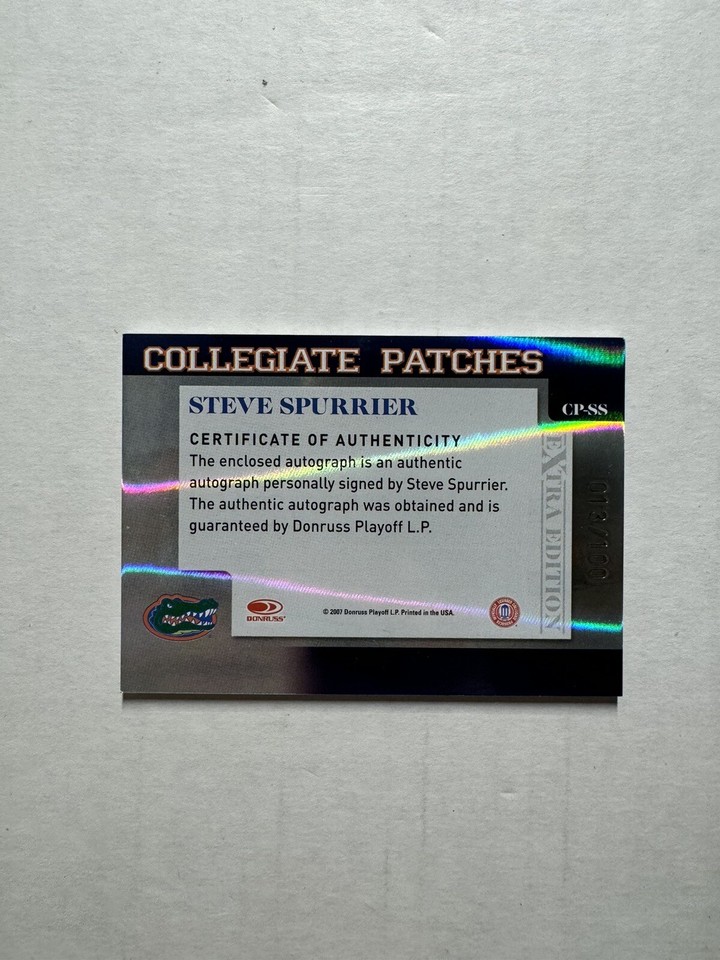 Steve Spurrier 2007 Donruss Elite Extra Edition Collegiate Patches Auto ...