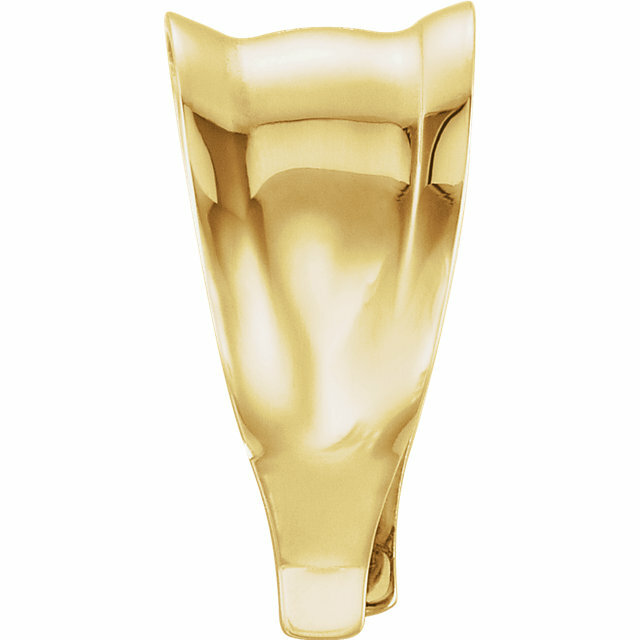 14K Yellow Gold Small 3mm Tapered Grooved Open Solid Pinch Bail 4 Chain ...