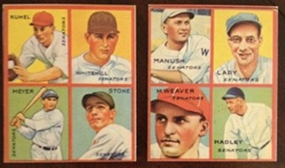 1935 Goudey Reprint Washington Senators Team Set 2 4-player Cards Near ...