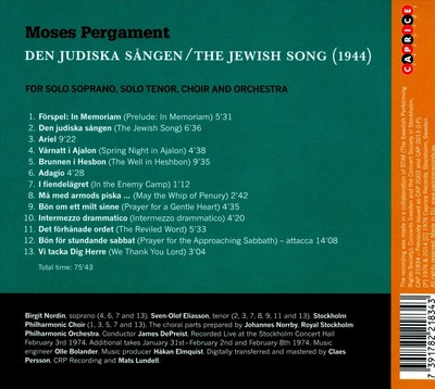 JAMES DEPREIST MOSES PERGAMENT: DEN JUDISKA SÅNGEN (THE JEWISH SONG ...