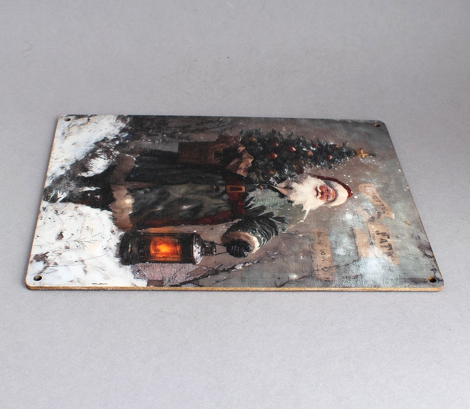 Vintage FATHER CHRISTMAS Decorative PANEL Santa Claus - 8" x 6" - Nice ...