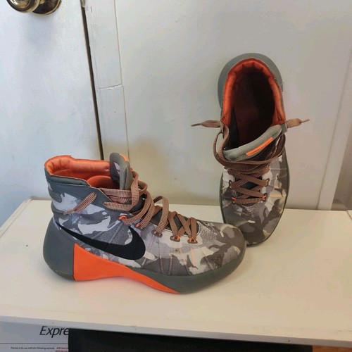 Nike Hyperdunk 2015 Camo Gray Orange Black Camouflage High Top Sneakers ...