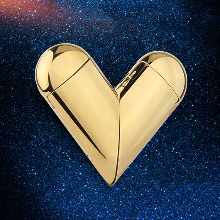 Heart Shaped Metal Lighter USB Electric Flame Windproof Butane Gas ...