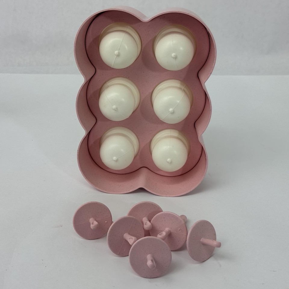 Pink Silicone Mini Round Popsicle Mold with 6 Sticks Ice Pop Maker | eBay