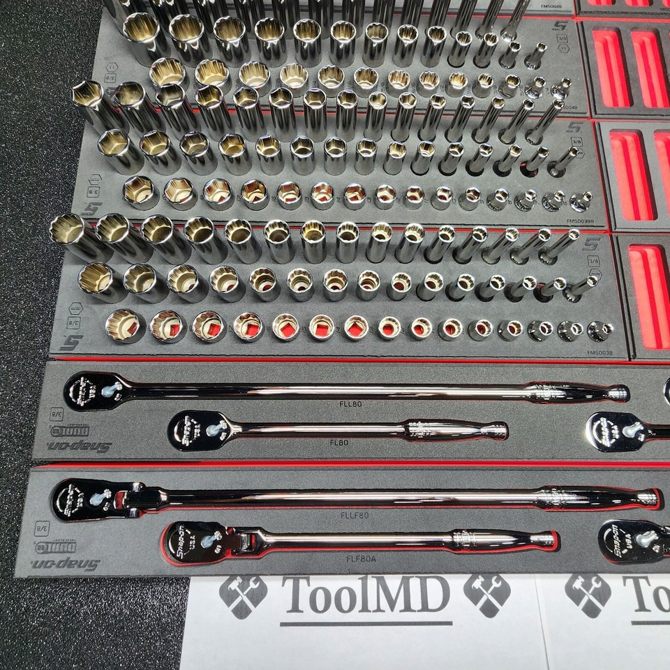 Snap-on Tools 6 & 12-POINT RED 185pc 3/8" Drive General Service Set ...