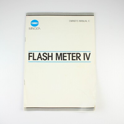Minolta - Flash Meter IV - Instruction Manual Booklet - 1985 | eBay
