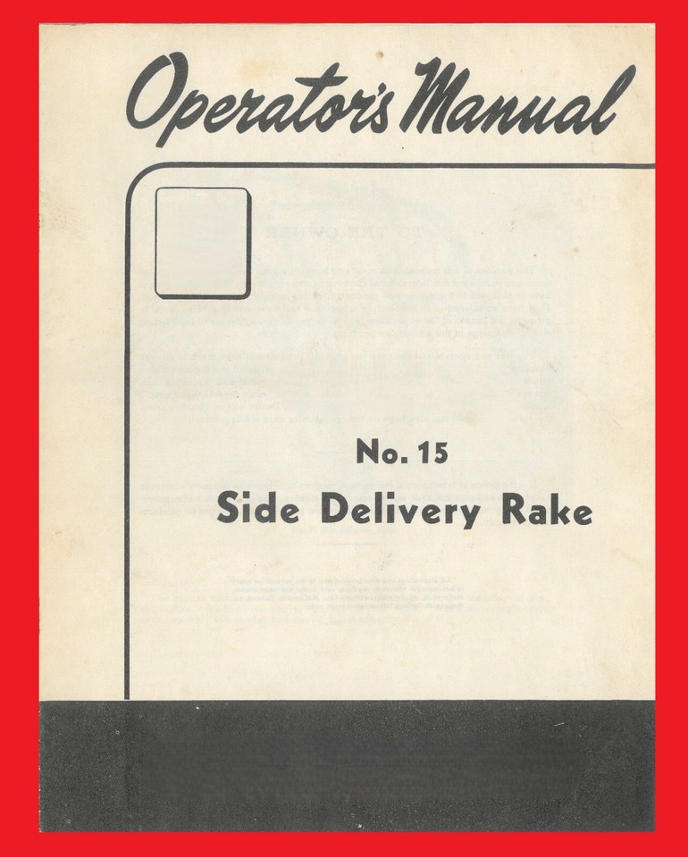IH International Harvester No 15 Side Delivery Wheel Driven Pull Hay ...
