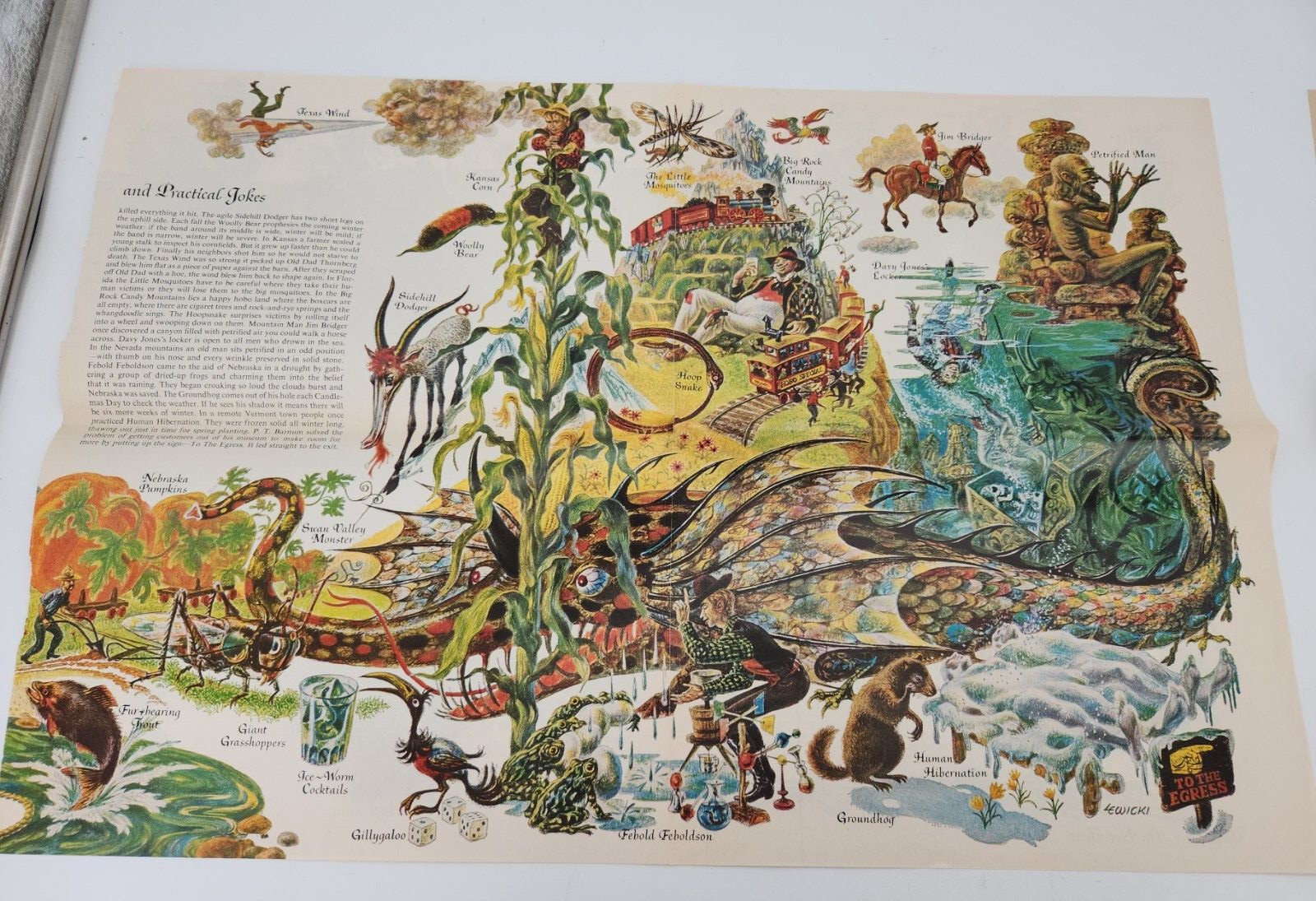 vintage story teller's map of American myths | Grelly USA