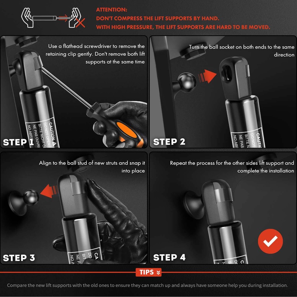 2pcs Lift Supports Shock Gas Struts for Jeep Cherokee KL Front Hood ...