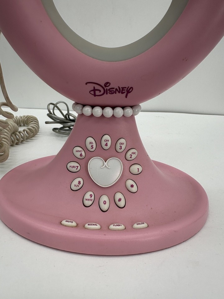 VTG Disney Princess Corded Phone Home Telephone Girls Heart Shaped Pink ...