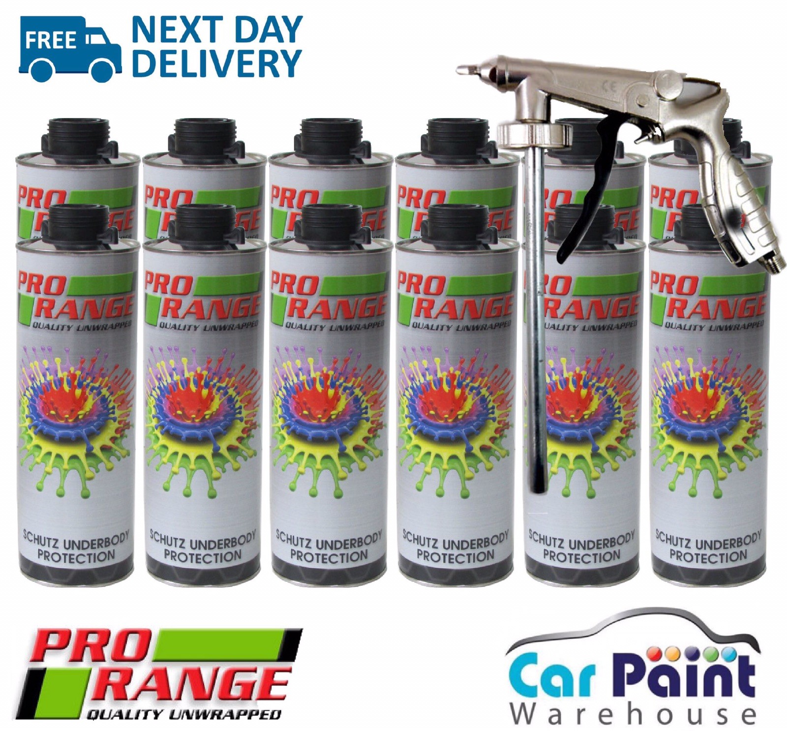 12 x Pro Range Schutz 1L Black Stonechip Underbody Protection ...
