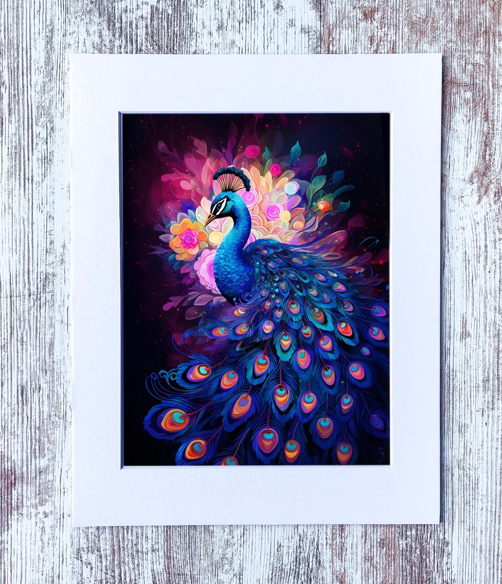 Colorful Peacock Art Colorful Peacock Painting Poster