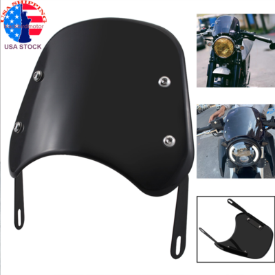 5-7''Universal Motorcycle Round Headlamp Fairing Front Windshield ...