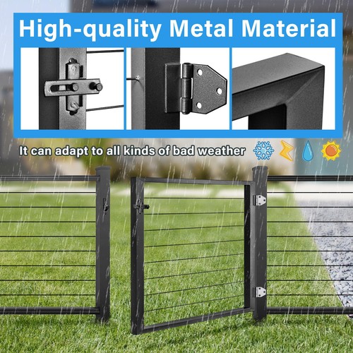 Cable Railing Gate for Wood Metal Cable Railing System Metal Fence Gate ...