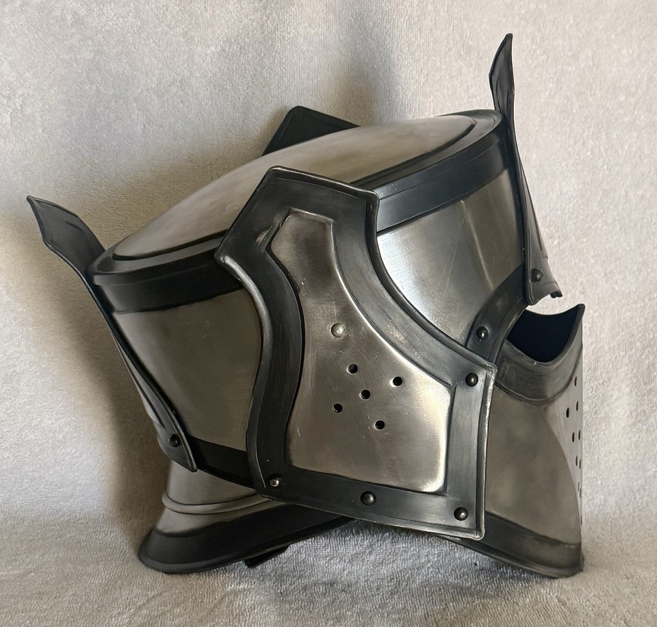 Helmet 18 Gauge Steel Medieval Kaldor Darkened fantasy Helmet VG+ | eBay