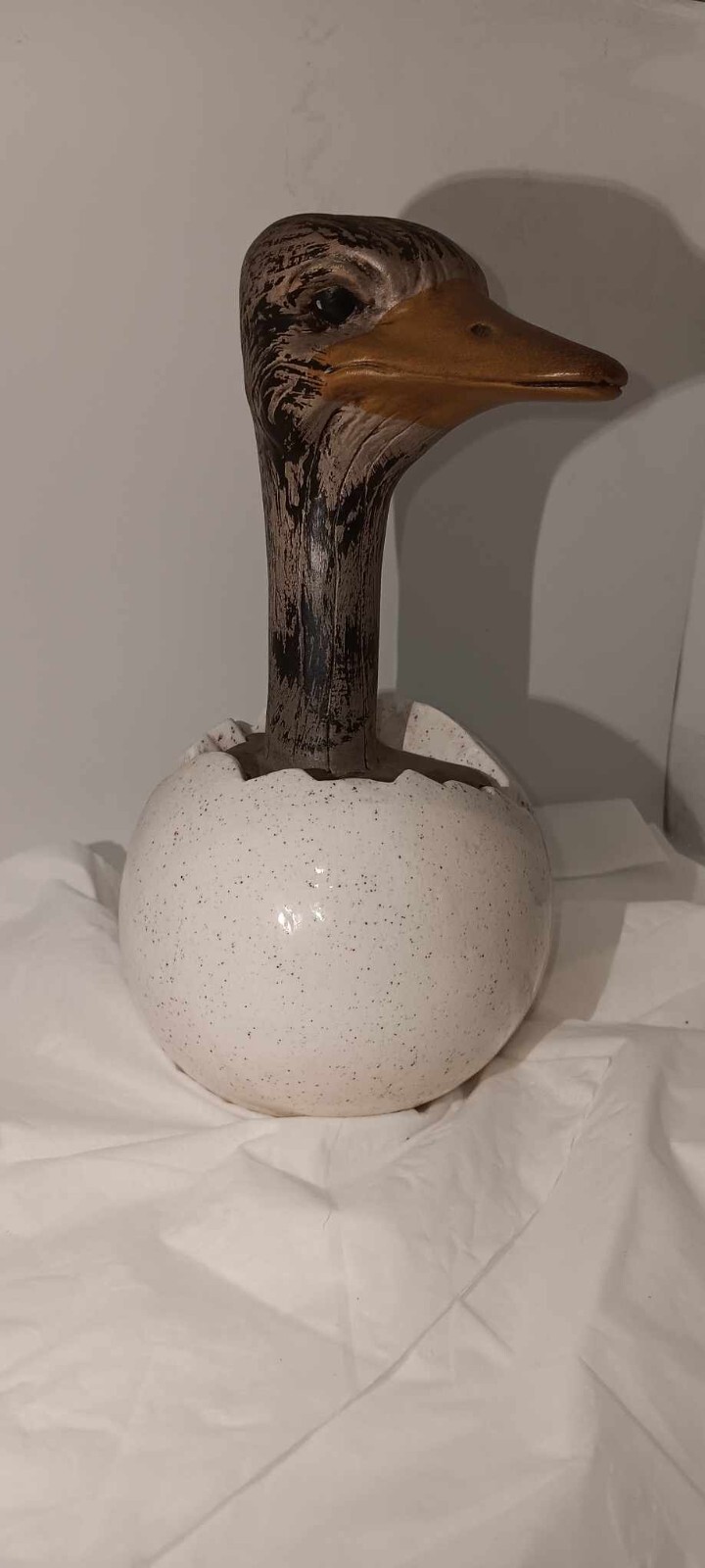 Vintage Ostrich Emu Bird Egg Hatch Ceramic Coin Piggy Bank Two Pieces ...