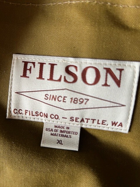Filson Tin Jacket 11010007 MADE IN USA Dark Tan Khaki Rugged Oil Cloth ...
