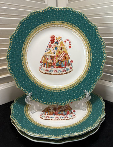 Robert Stanley Home Collection Gingerbread House Salad Plates 8.5" Set ...