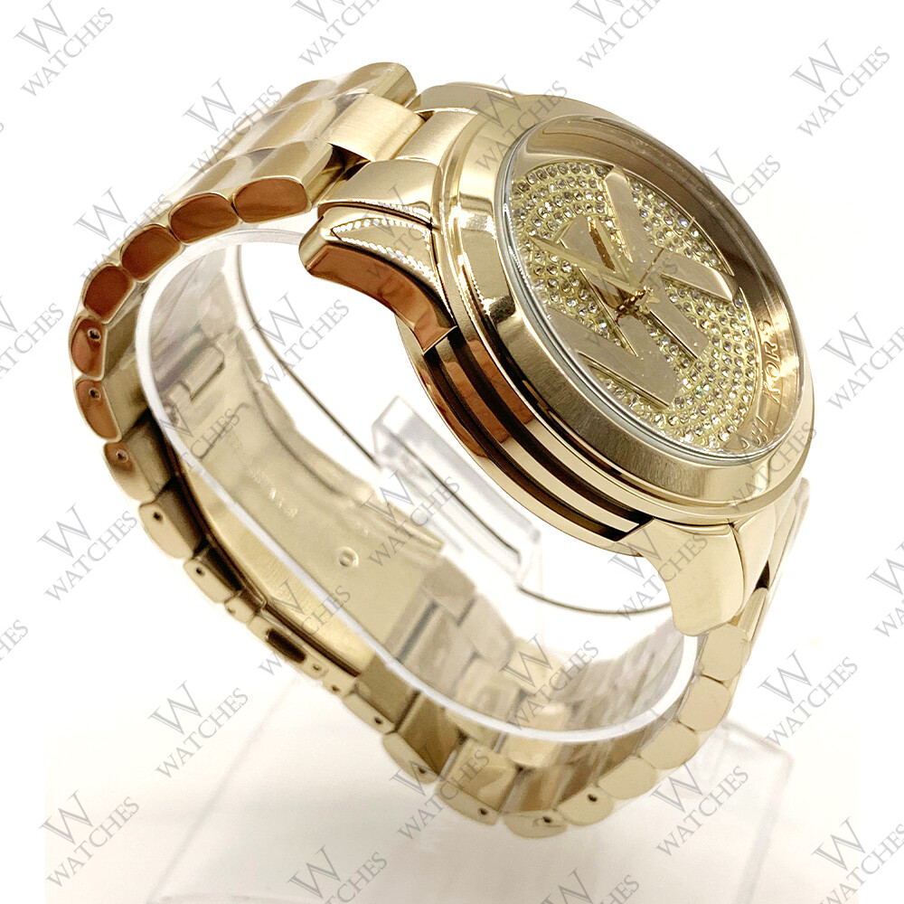 New Michael Kors MK5706 Runway Gold Dial Crystal Pave Gold Women's ...