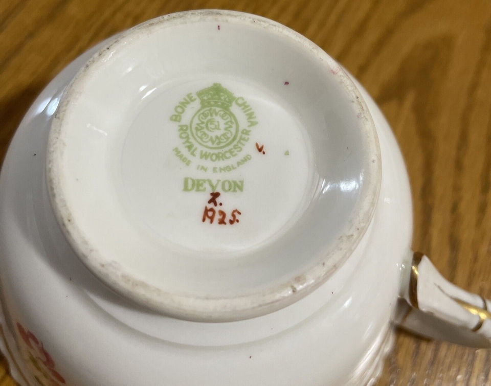 Royal Worcester England Fine China Tea Cup Devon Pattern Roses Gilded | eBay UK