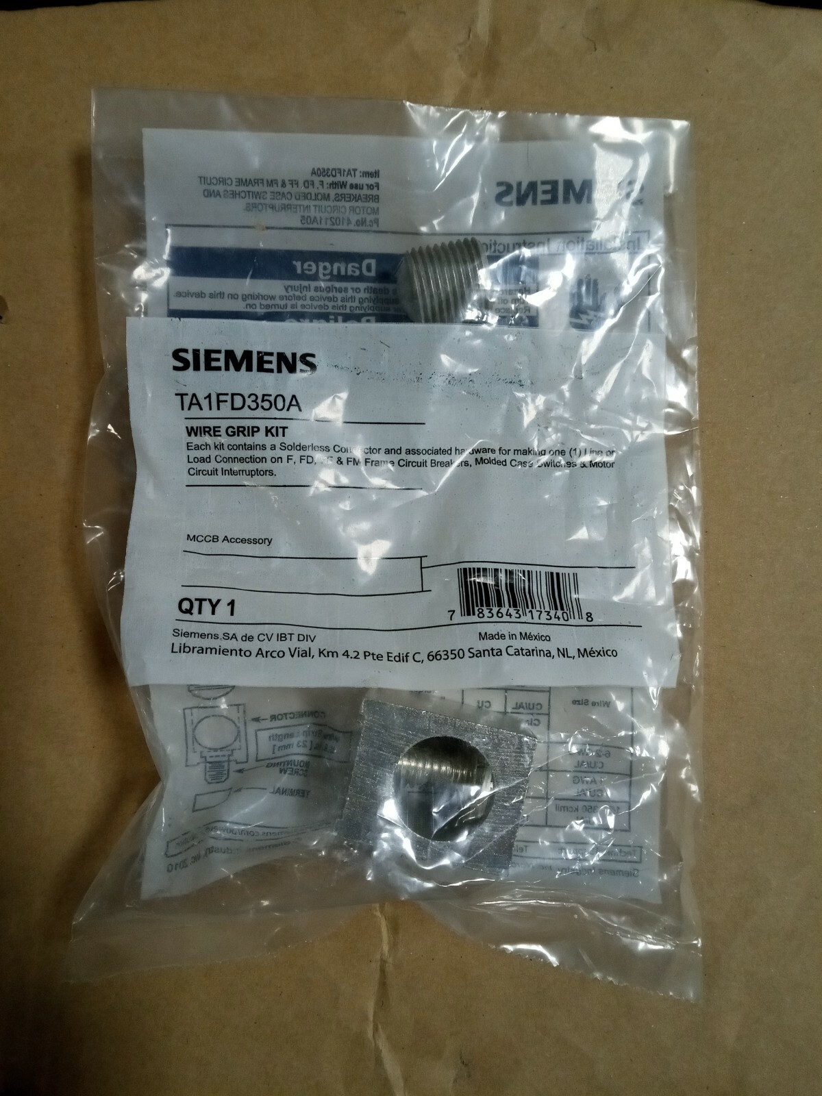 Siemens ITE TA1FD350A wire grip kit lug circuit breaker type F FD FXD ...