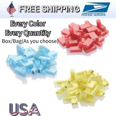 22-10 AWG Female Flag Terminals Right Angle Electrical Wire Spade ...