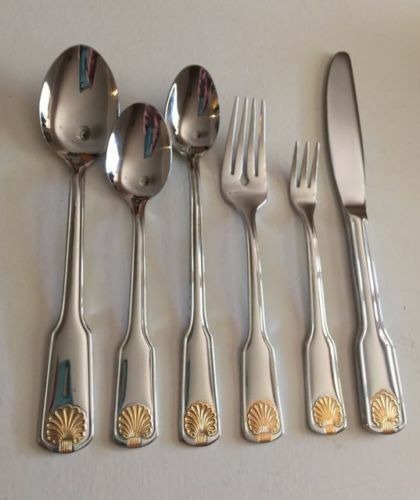 CAMBRIDGE - FLATWARE SILVERWARE *SHELL GOLD ACCENT* YOU CHOOSE PIECE ...