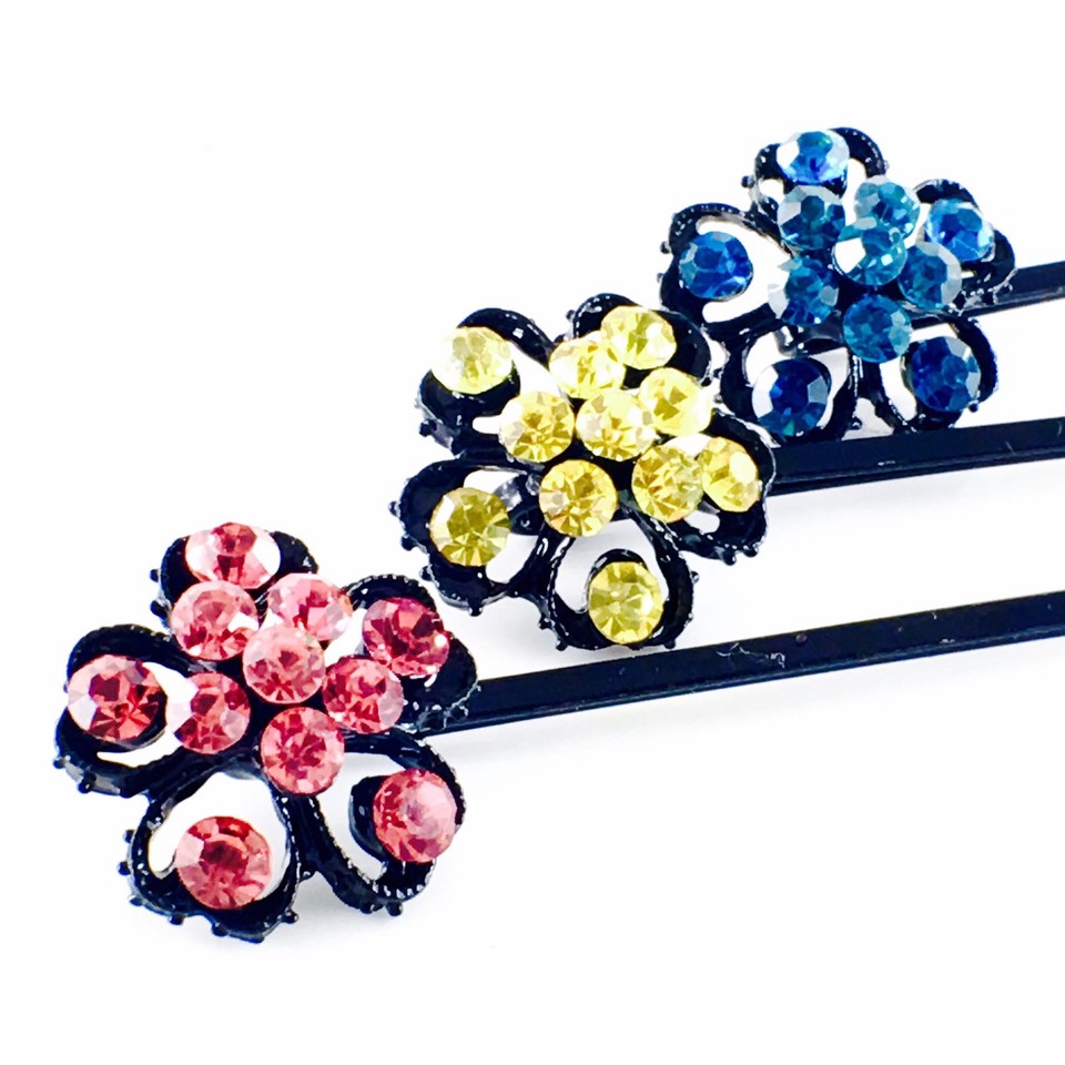 USA Bobby Pin Rhinestone Crystal Hair Clip Hairpin Jeweled Vintage ...
