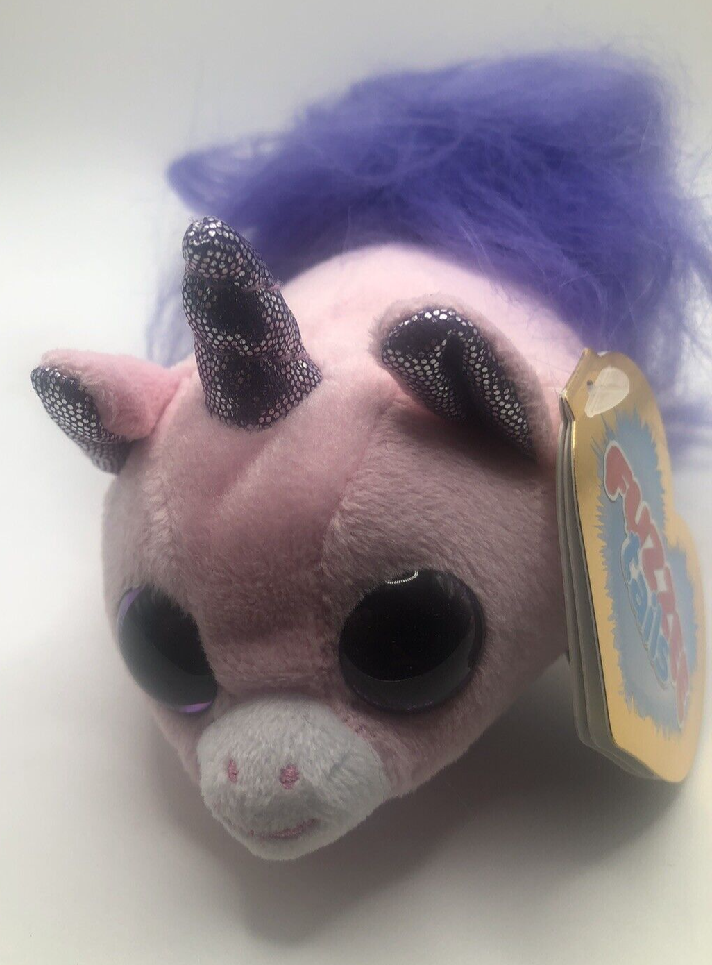 Fuzzee Tails Abra Pink Stuffed Unicorn Purple Fuzzy Hair - Sticky Tag ...