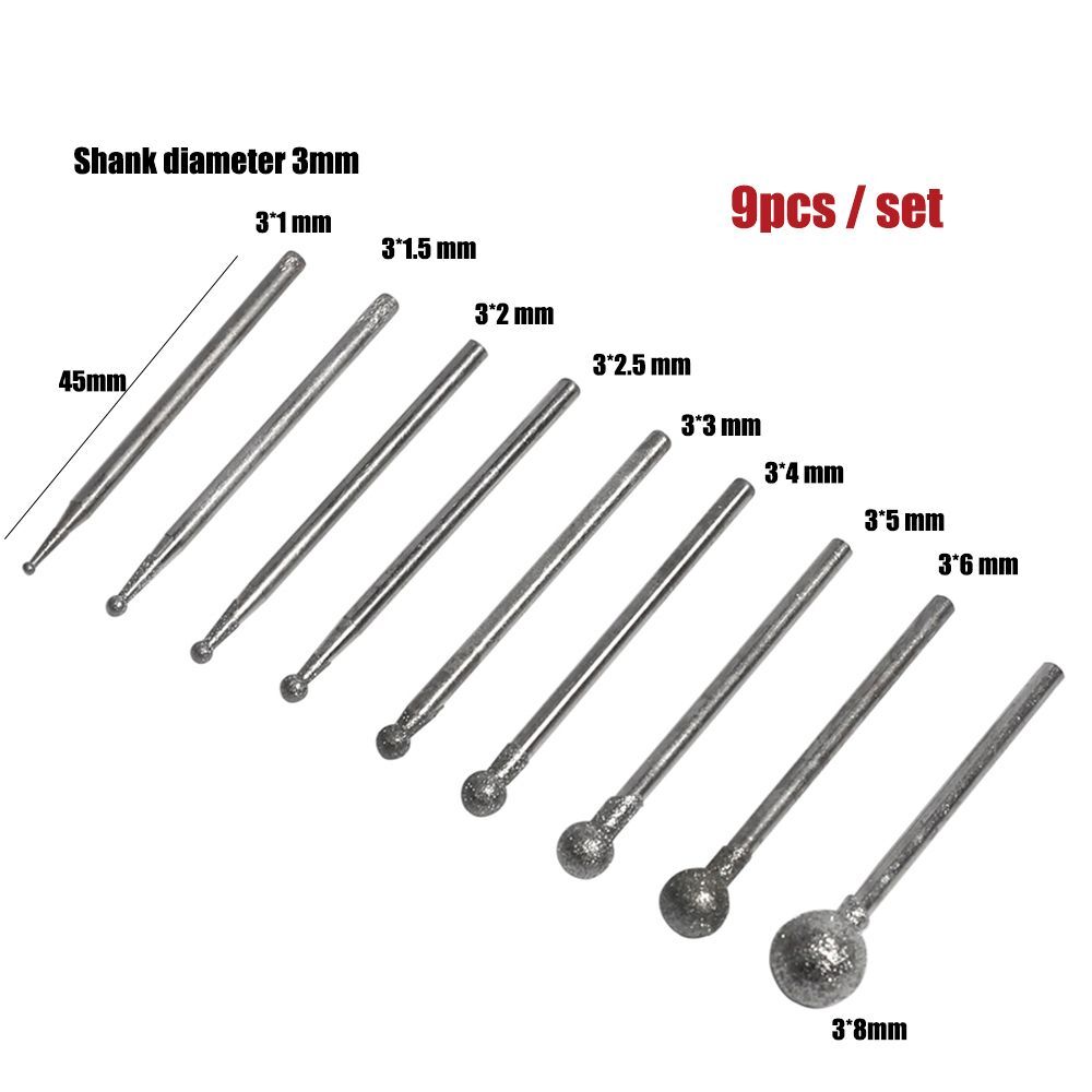 Spherical Burr Diamond Grind Jade Carve Tool Needle Head Cutter ...