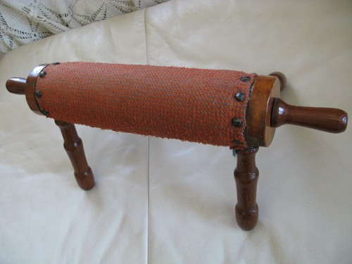 Antique Barrel Cylinder Wood Rolling Pin Foot Rest Stool Farmhouse ...