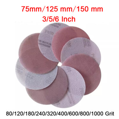 3/5/6 " Dust-Free Sanding Discs Hook and Loop Mesh Sand Paper Pads 80 ...