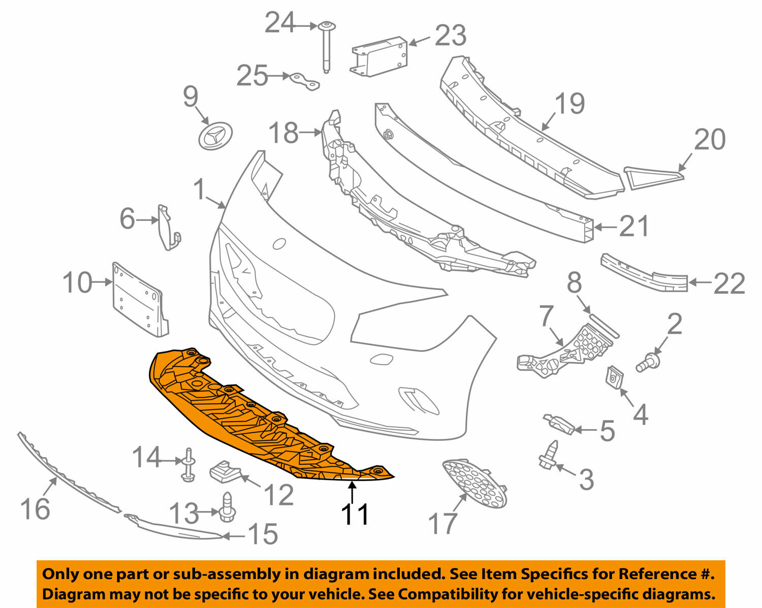 MERCEDES-AMG 14-16 CLA250 Front Bumper Grill-Under Cover 1178850036 ...