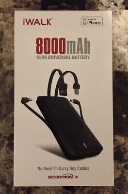 iWalk Scorpion 8000 mAh Slim External Battery Power Bank USB-C Micro | eBay