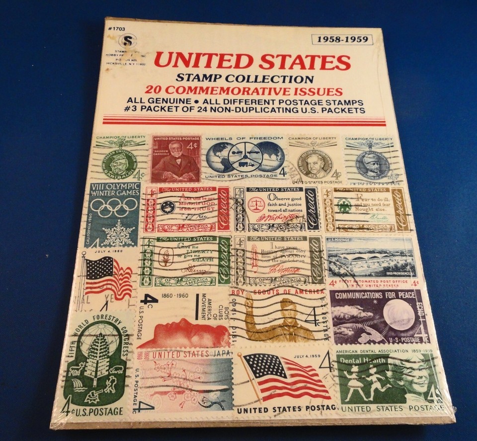 Stamp Lot: US Stamps - 4 OLD Stamp Collection Packs 1958/59 59/60 64/66 ...