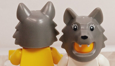 LEGO Bad Wolf Costume Mask DARK GRAY Wise DOG Animal Facemask Fangs ...