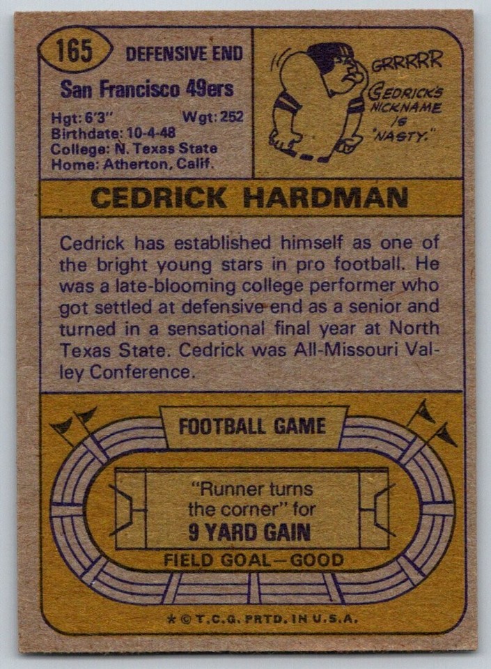 1974 Topps #165 Cedrick Hardman | eBay