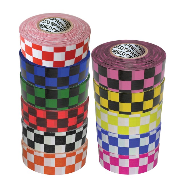 Presco Checkerboard Roll Flagging Tape 1-3/16 in. x 300 ft. White/Black ...