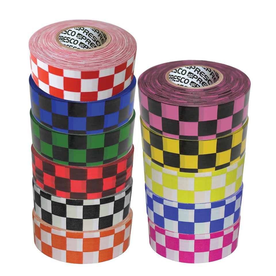 Presco Checkerboard Roll Flagging Tape: 1-3/16 in. x 300 ft. White ...