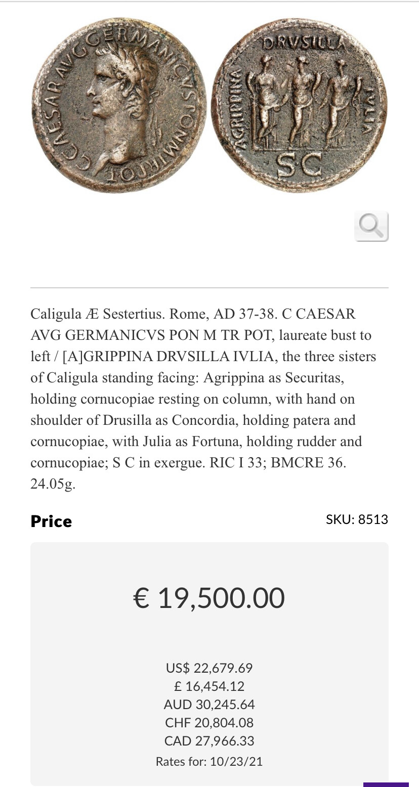 Caligula, 37-41 AD AE Sestertius Three Sisters -RARE | eBay