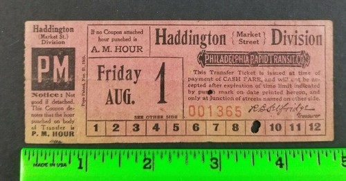 Vintage 1905 Philadelphia Rapid Transit Market Street Trolley Ticket | eBay