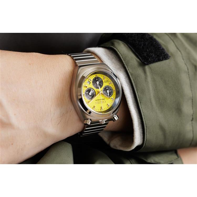 Citizen AN3710-51W Bullhead Yellow Record Label Tsuno Chronograph Watch ...