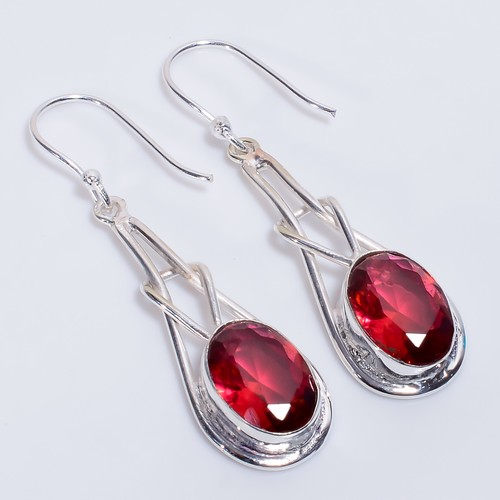 Rhodolite Garnet Gemstone Ethnic Handmade 925 Sterling Silver Earrings ...