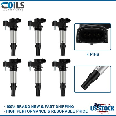 6X Ignition Coil For Cadillac SRX CTS STS GMC Acadia Buick Enclave ...
