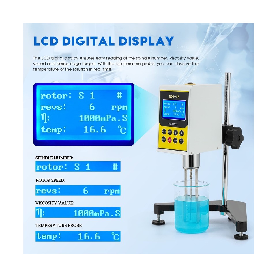 CGOLDENWALL NDJ-5S Rotary Visometer Digital Rotational Viscosity Meter ...