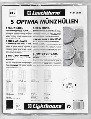 LIGHTHOUSE OPTIMA COIN ALBUM PAGES 34mm Suit 20c Coins Pack of 5 Code ...