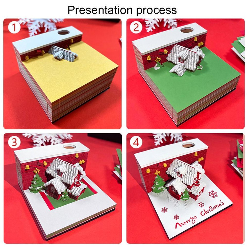 Bloc-notes 3D en forme maison village Noël bloc-notes esthétique pour ...