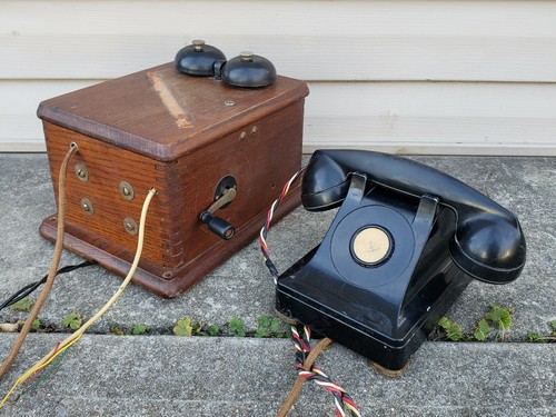 Antique Vintage Western Electric Telephone Phone Wood Oak Hand Crank ...